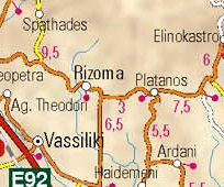 Map of the Meteora, Kalambaka, Kastraki area, mainland Greece
