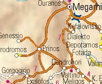 Map of the Meteora, Kalambaka, Kastraki area, mainland Greece