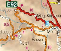 Map of the Meteora, Kalambaka, Kastraki area, mainland Greece